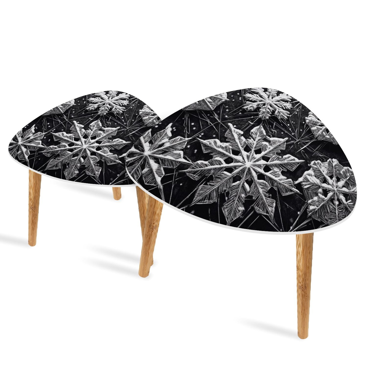 Set of 2 Triangle End Table Snowflake Holiday Linen Snowflakes Symmetry ...