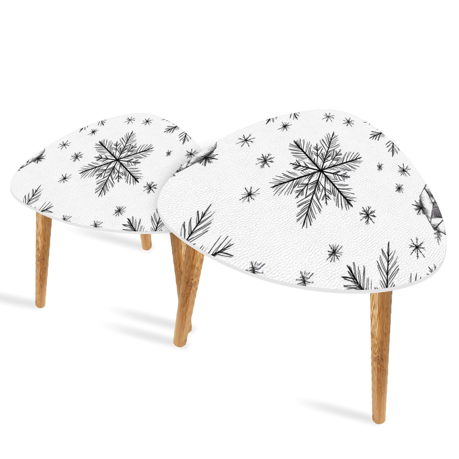 Set of 2 Triangle End Table Snowflake Holiday Linen Snowflakes Symmetry ...