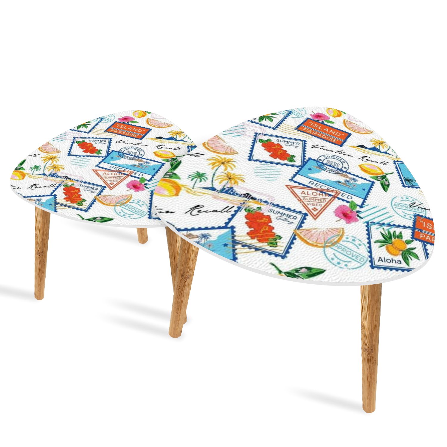 Set of 2 Triangle End Table Trendy Summer Vacation Seamless pattern ...
