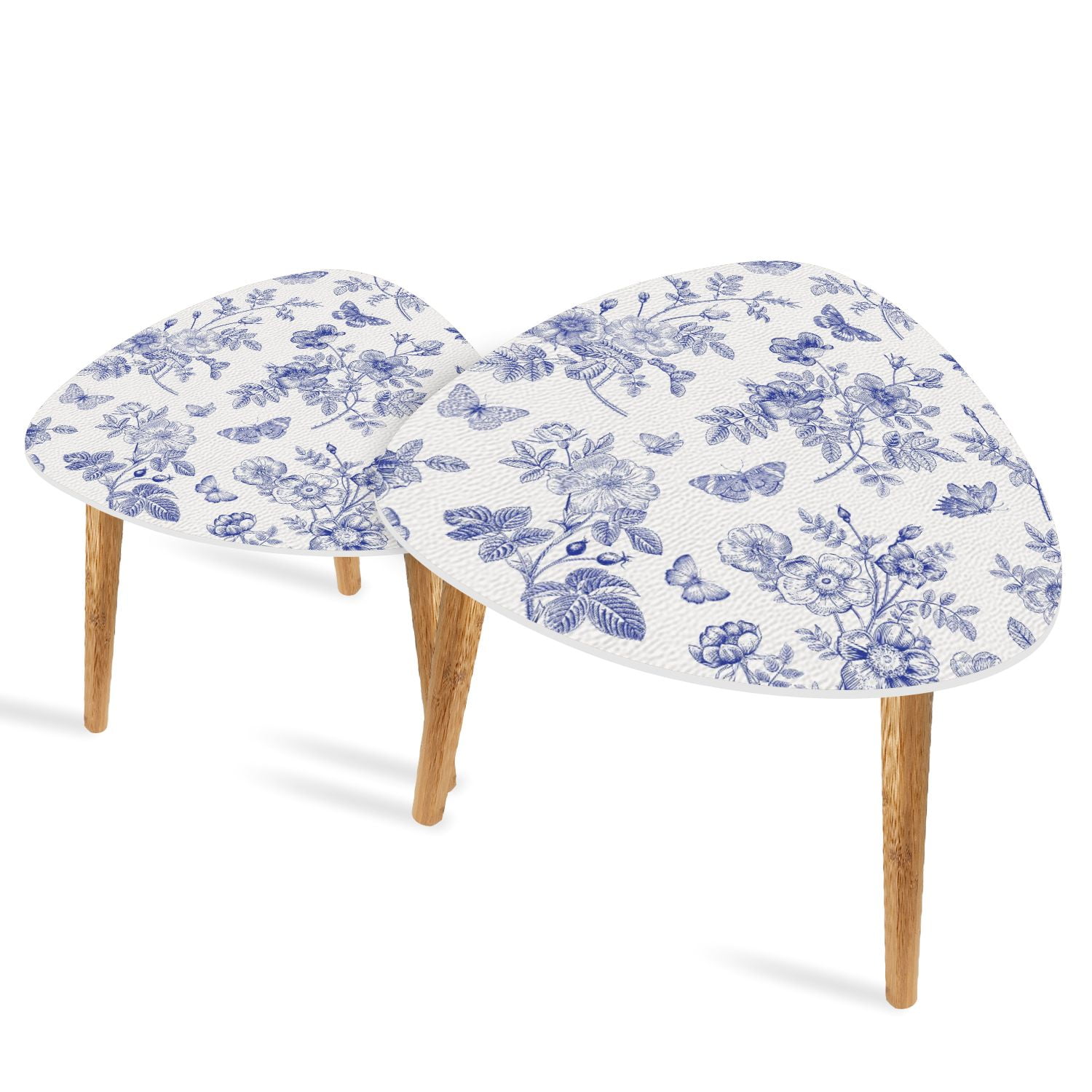 Set of 2 Triangle End Table Vintage floral Seamless pattern Wild Roses ...