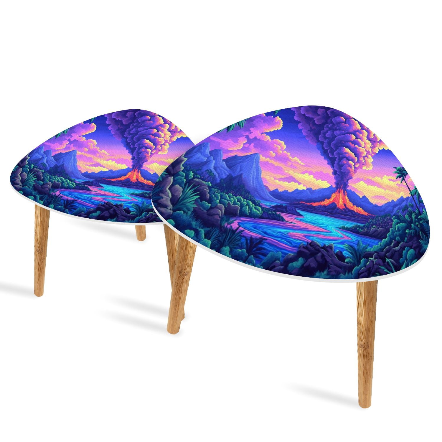 Set of 2 Triangle End Table Volcano Eruption Party Decorations Home ...