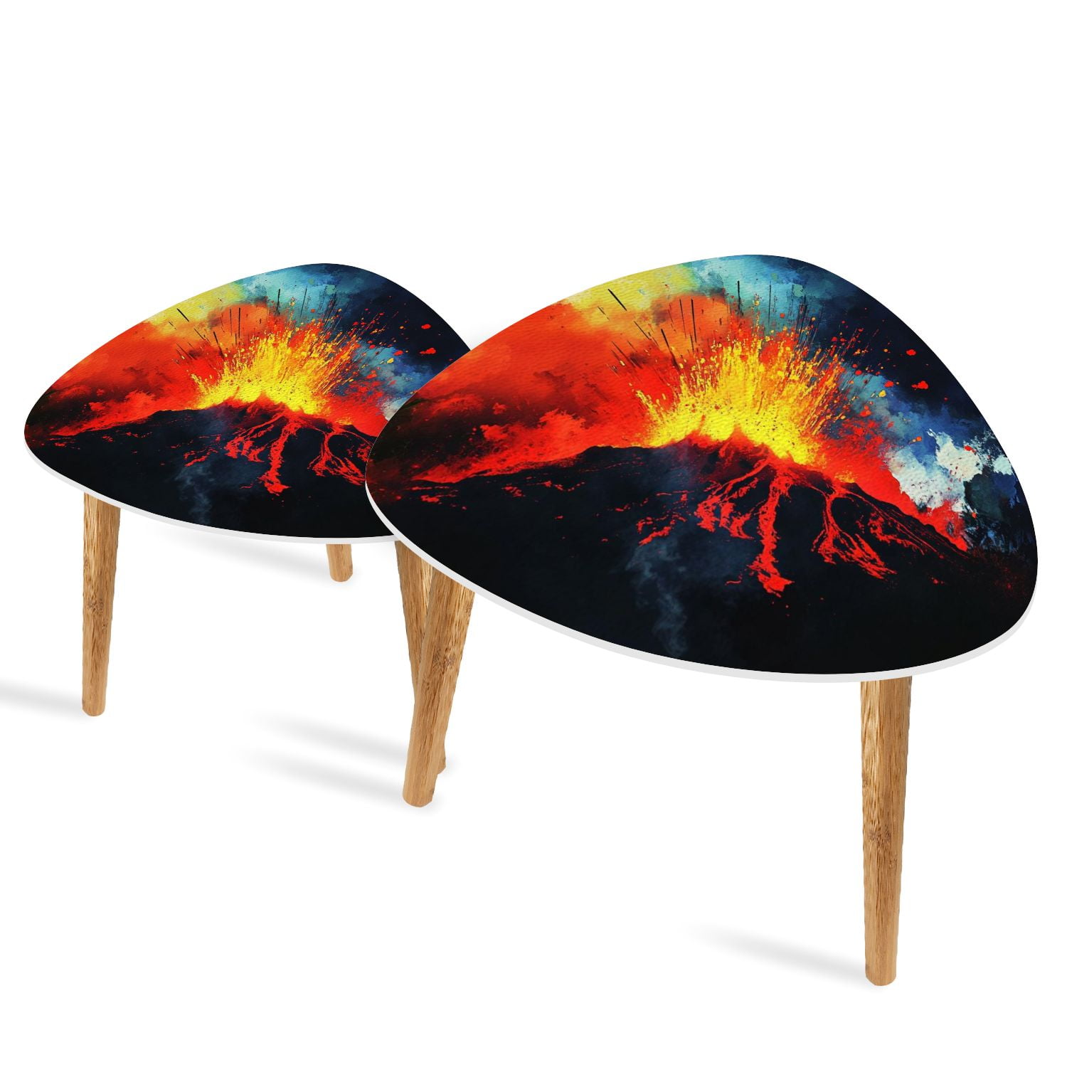 Set of 2 Triangle End Table Volcano Eruption Party Decorations Home ...