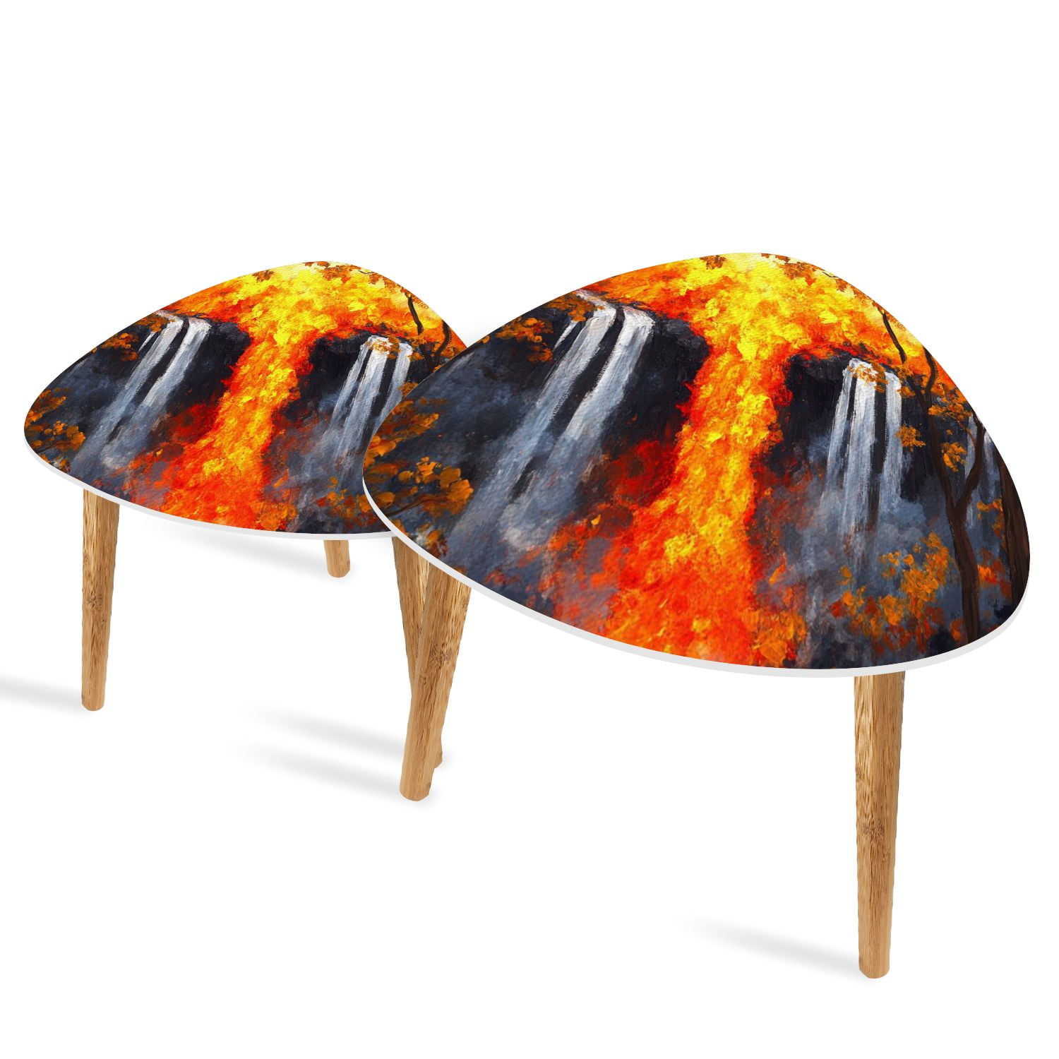Set of 2 Triangle End Table Volcano Eruption Party Decorations Home ...