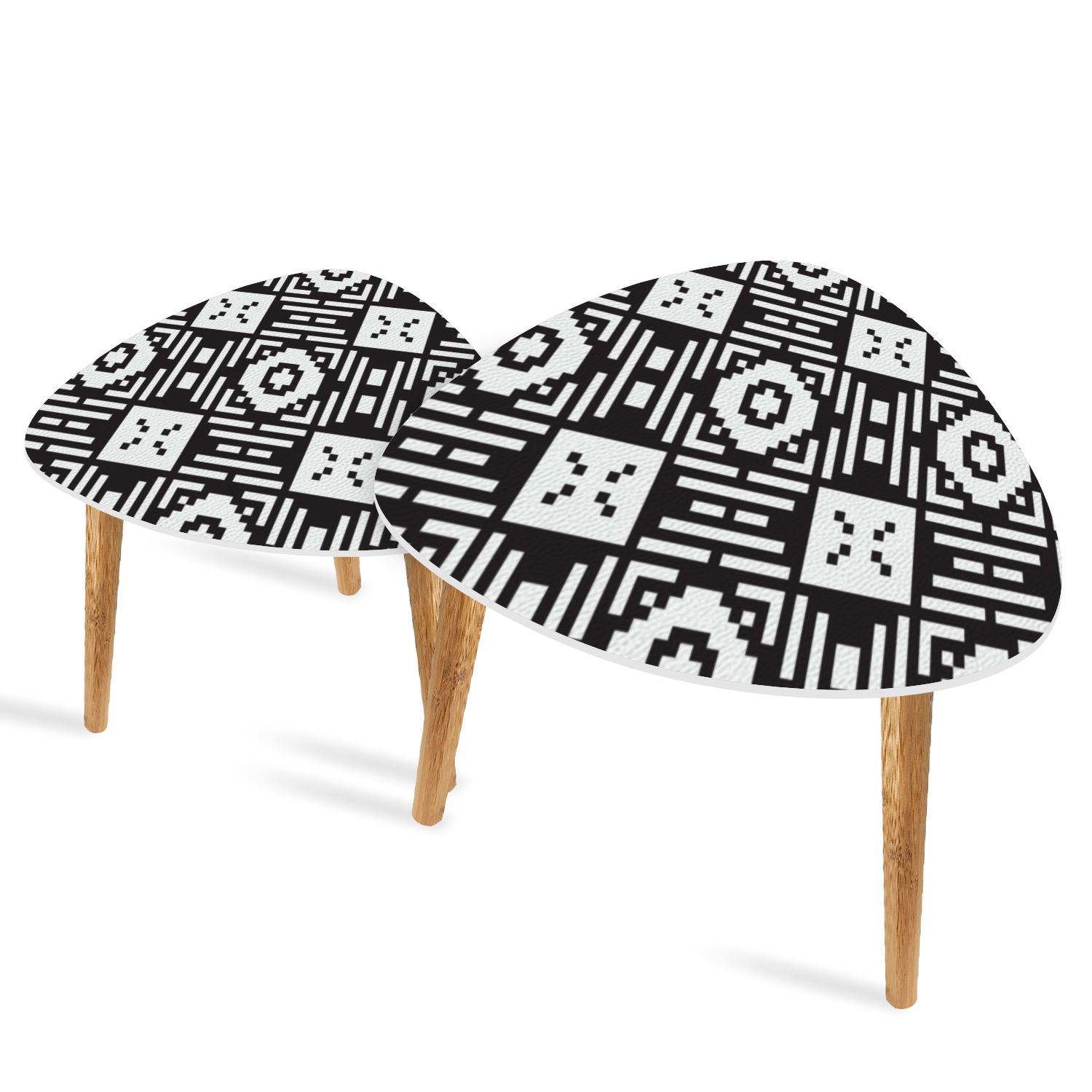 Set of 2 Triangle End Table monochrome seamless Ukrainian national ...