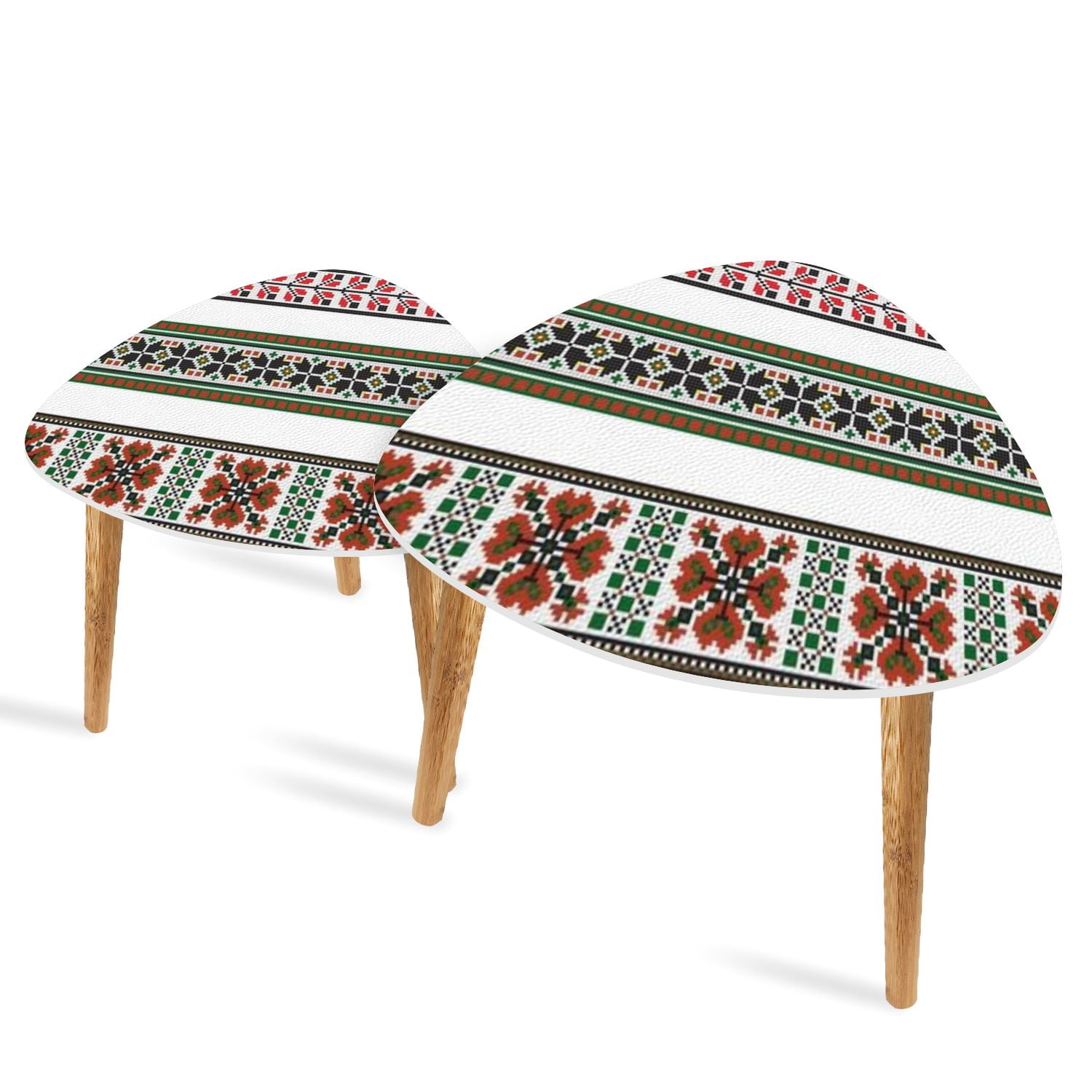 Set of 2 Triangle End Table set for embroidery mesh Ukrainian ornament ...