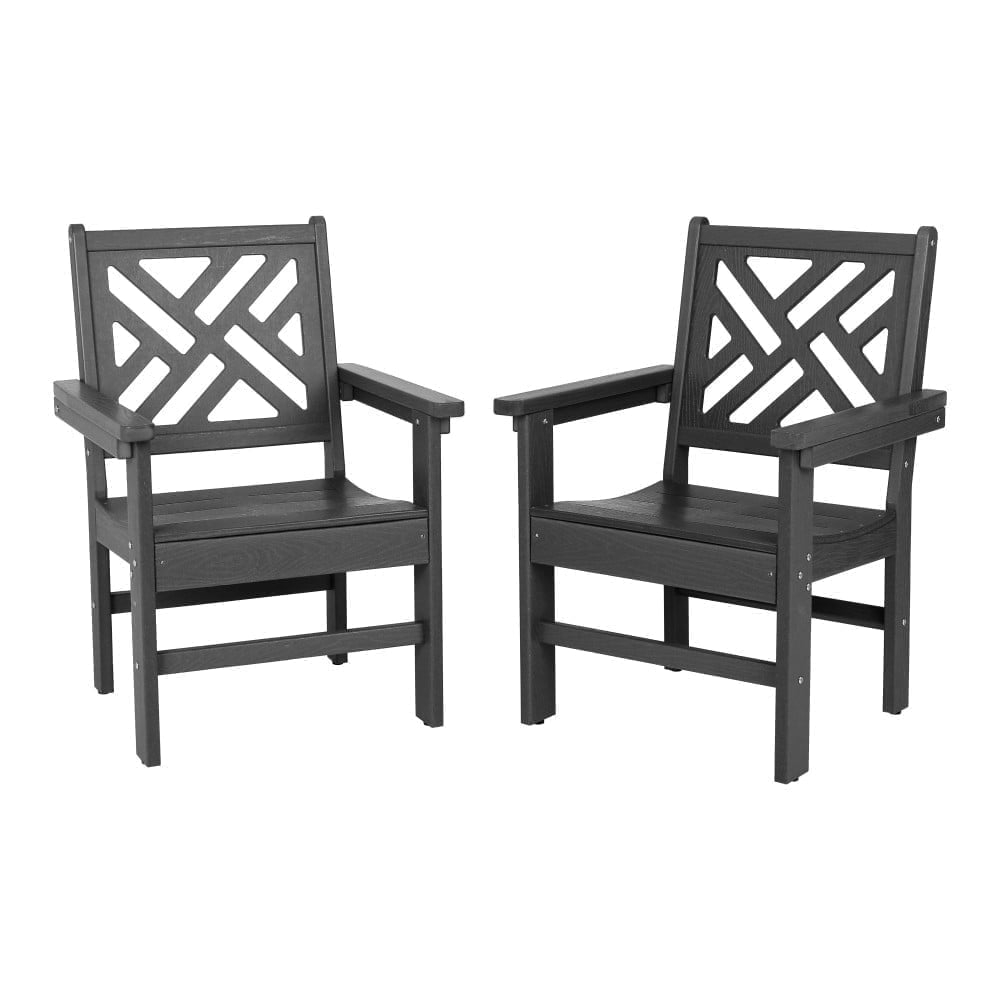 Set of 2 Ultra-Sleek Black Outdoor Dining Chairs: Exceptionally Durable ...