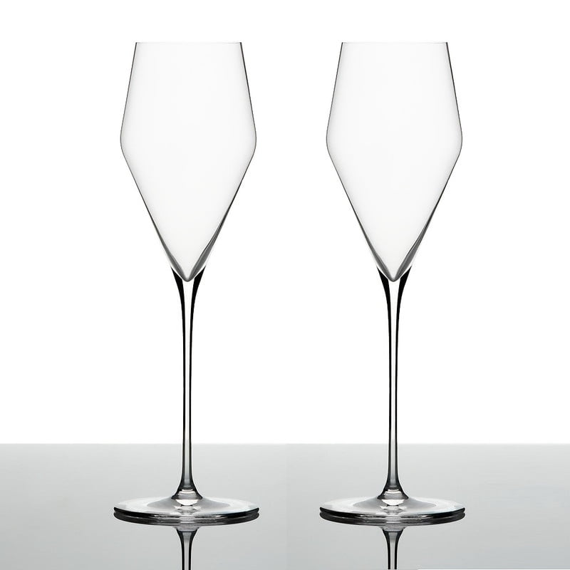 Set of 2 Ultra-Thin and Light Lead-Free Crystal Champagne Flutes, Hand ...