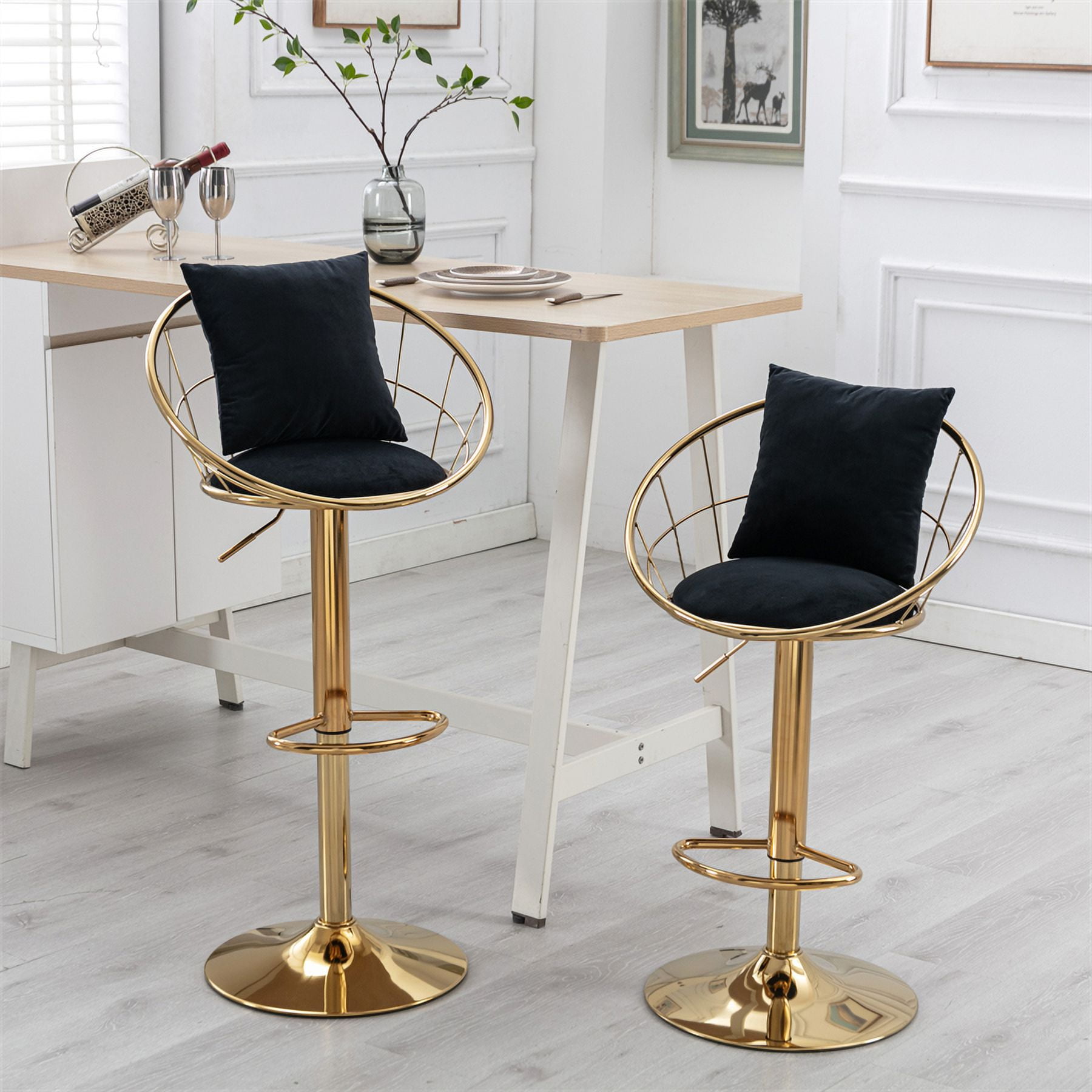 Set of 2 Upholstered Counter Height Chair with Unique Network Structure ...
