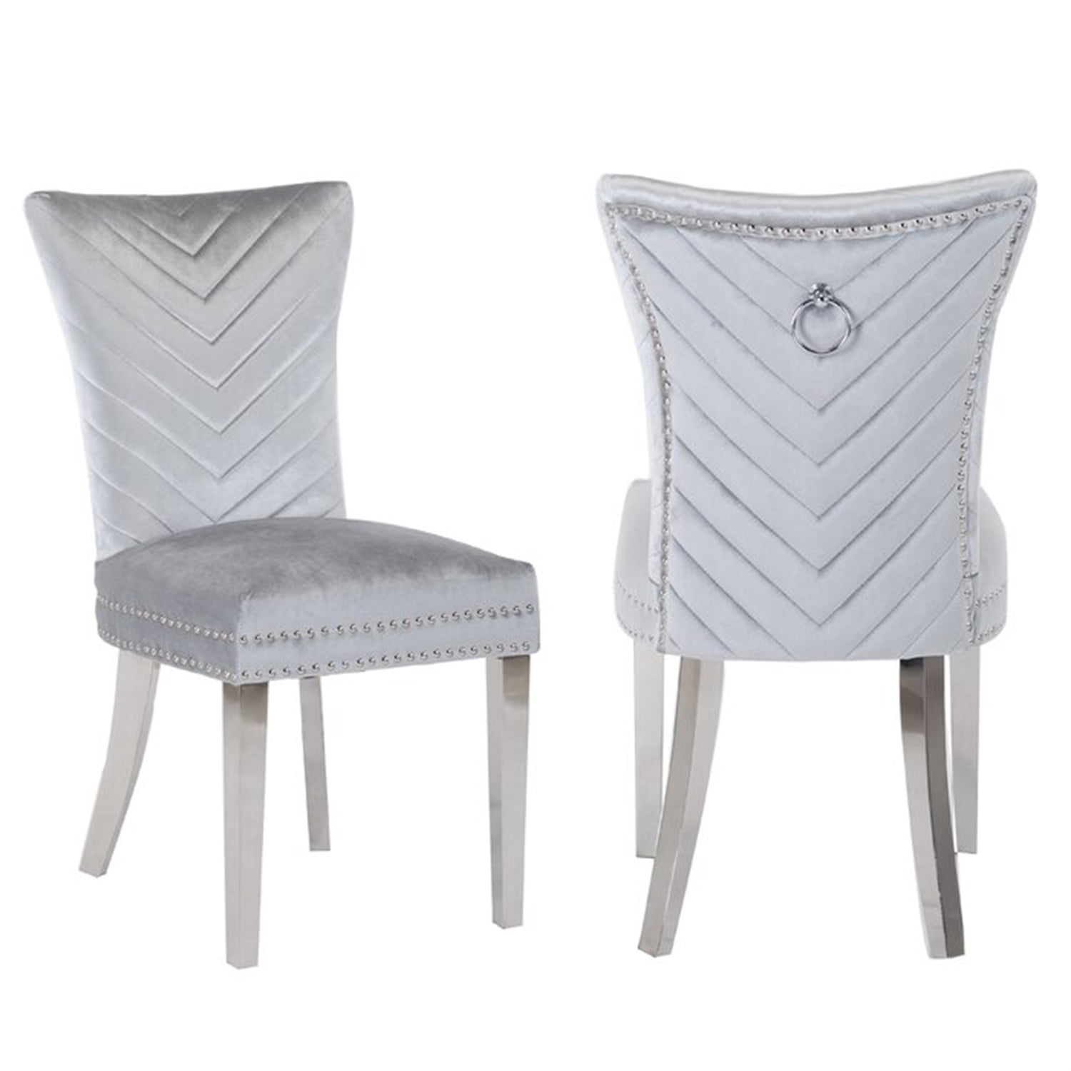 Set of 2 Velvet Dining Chairs, Modern High-end Tufted Upholstered ...