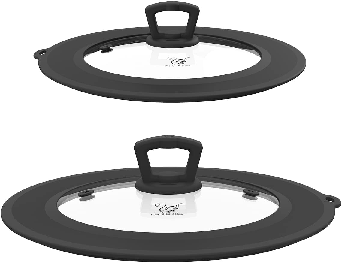Set of 2 Vented Tempered Glass Universal Lid for Pot Pan Skillet with ...