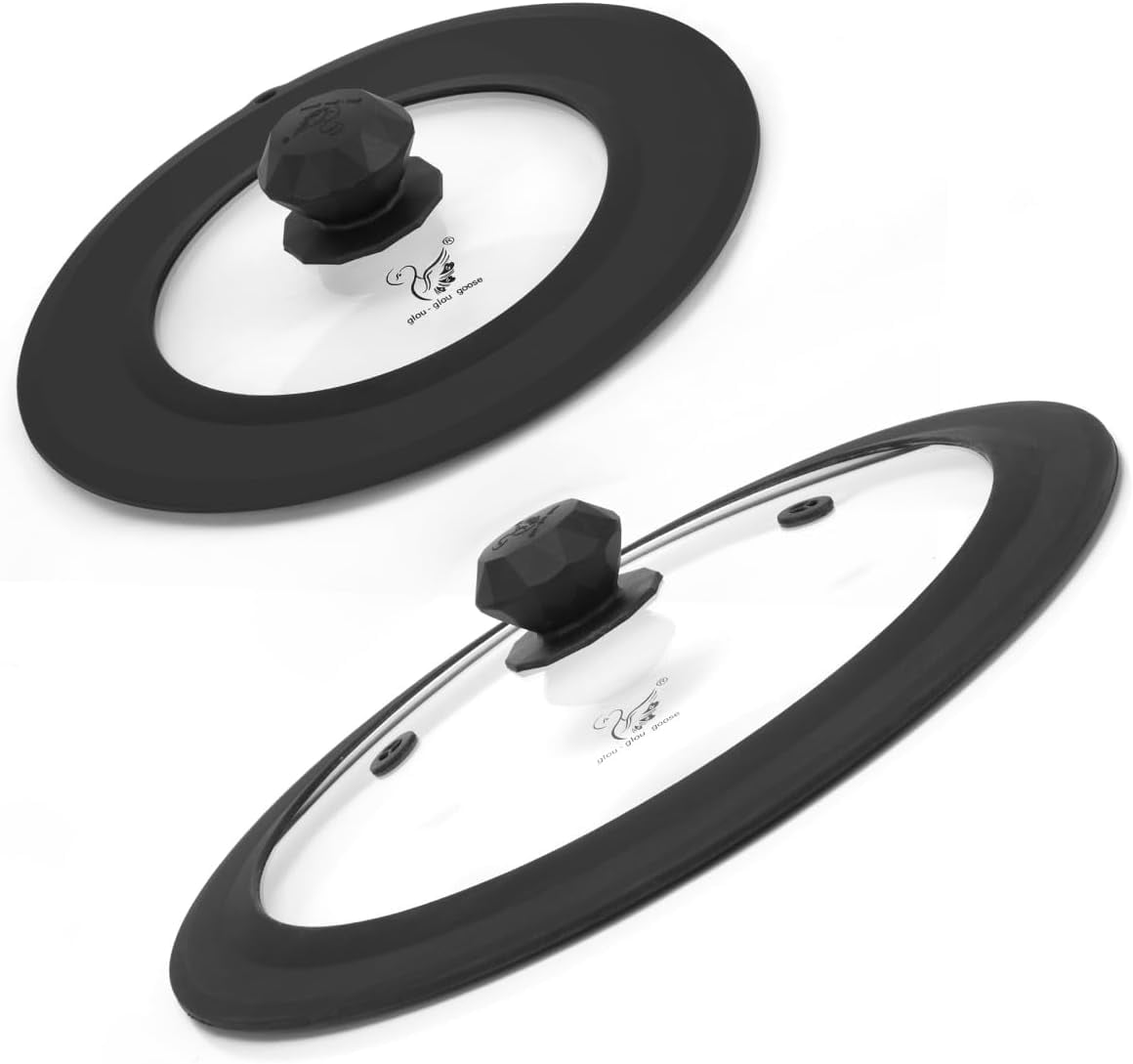 Universal Vented Glass Lid Set, Heat Resistant Silicone, Fits 8"-12.5 ...