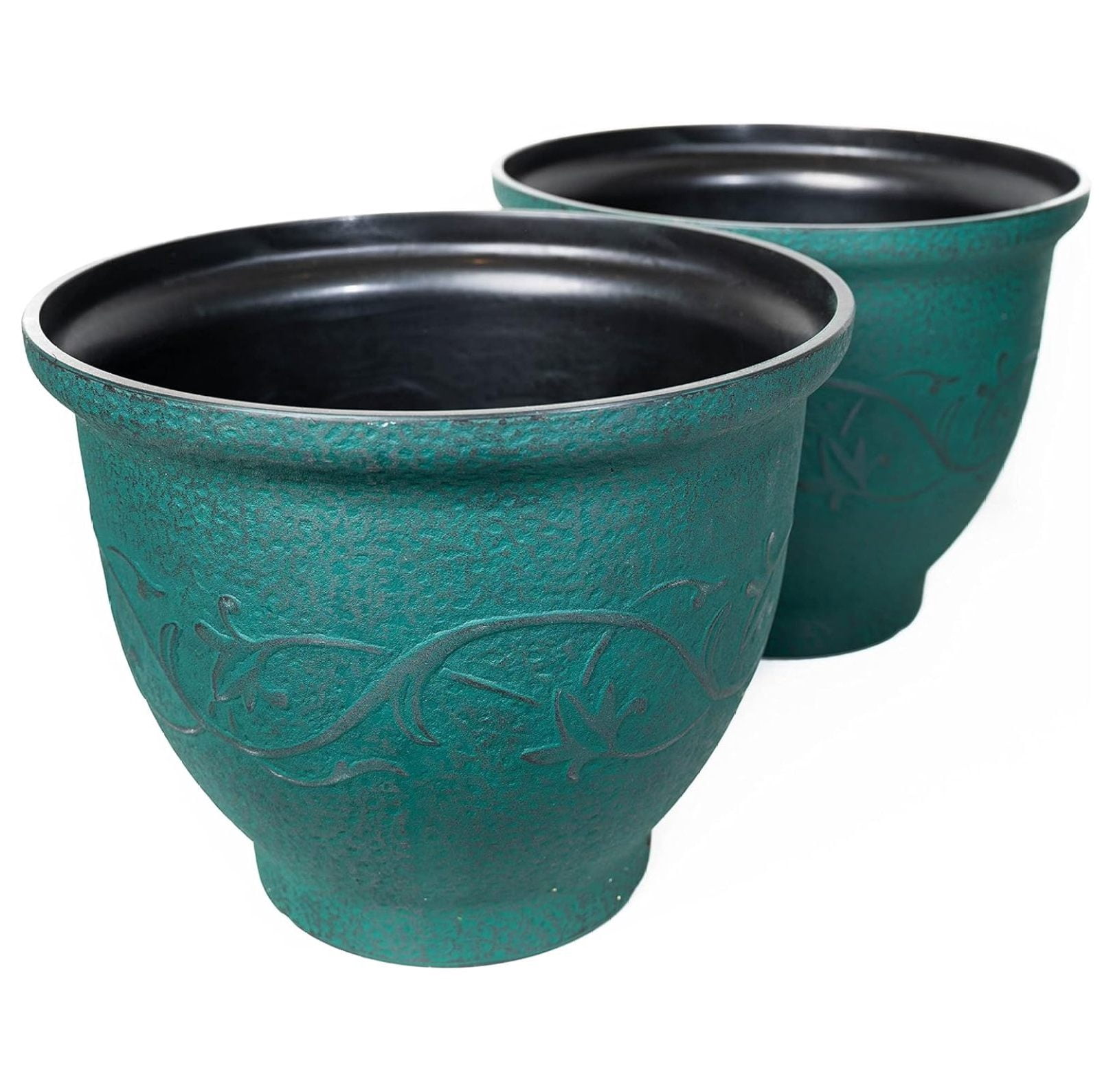 Set of 2 Vine Pattern Rustic Look Plastic Planter Flowerpot for Indoor ...