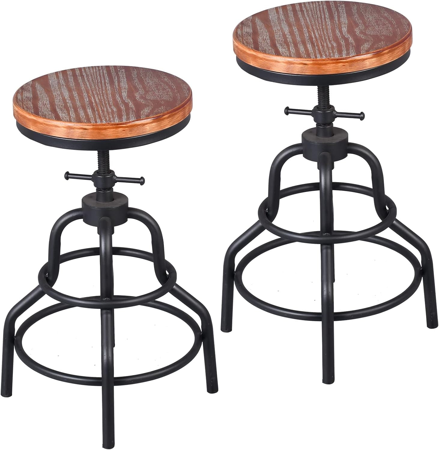 Set of 2 Vintage Bar Stools Industrial Counter Height Adjustable ...