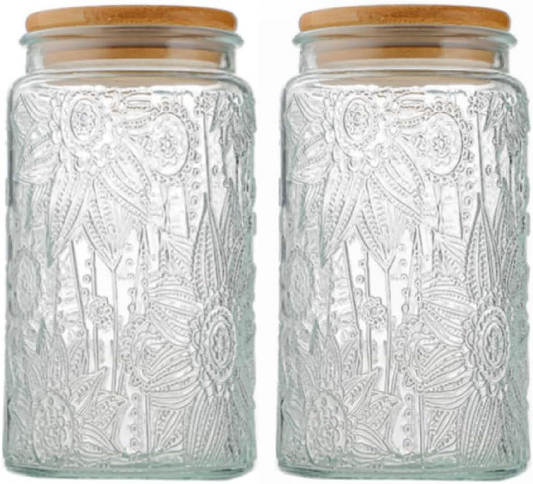 Set of 2 Vintage Glass Storage Jar, 34 FL OZ Glass Food Storage ...