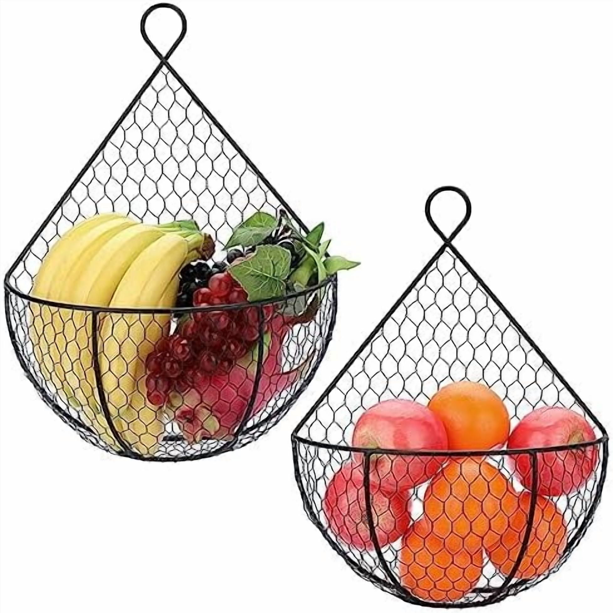 Set of 2,Wall-Mounted Hanging Metal Fruit Vegetable Baskets Hanging ...