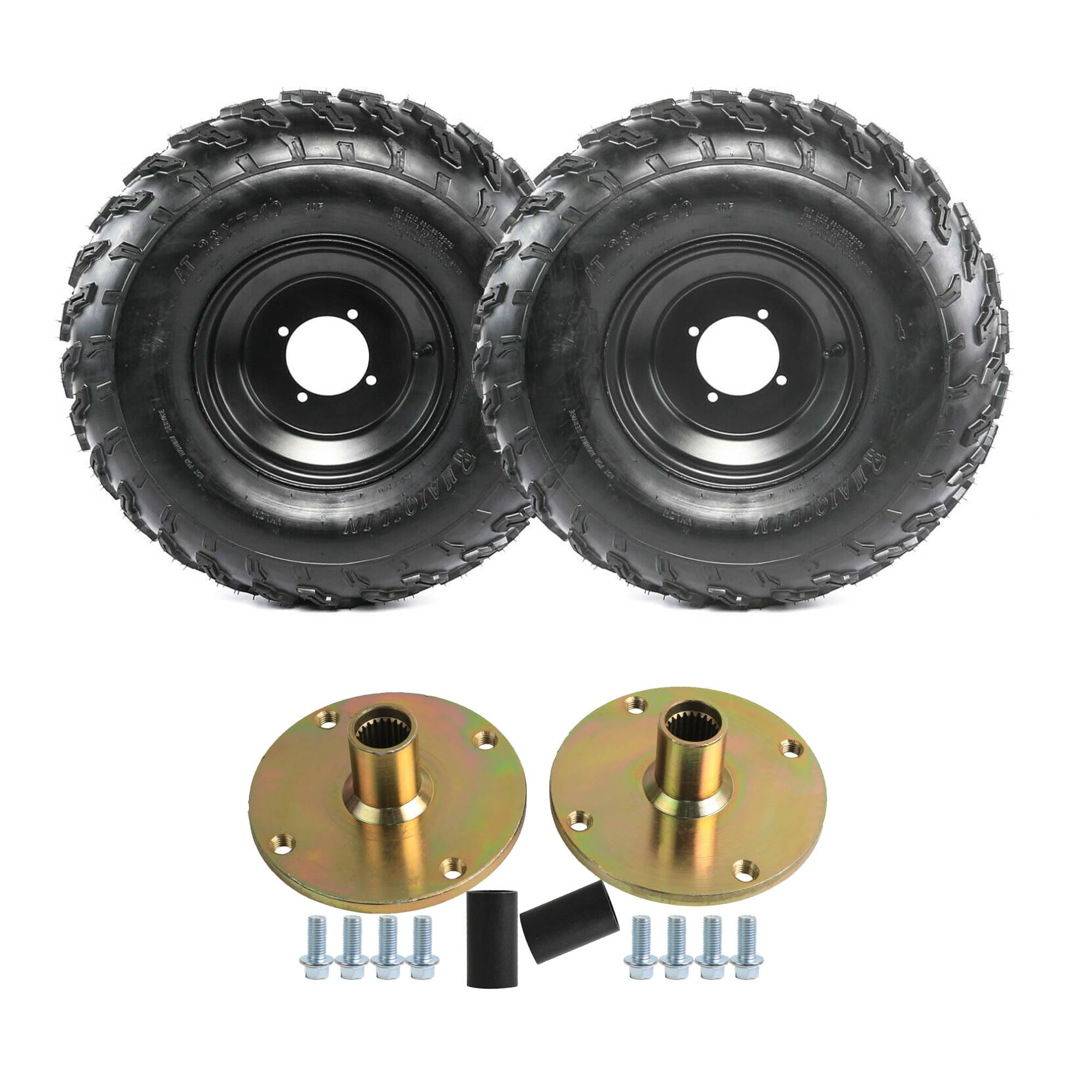 Set of 2 Wheels 23x7-10 23x7x10 ATV Tire and Rim 4 Stud + 23T Rear Axle Wheel Hub for ATV UTV ...