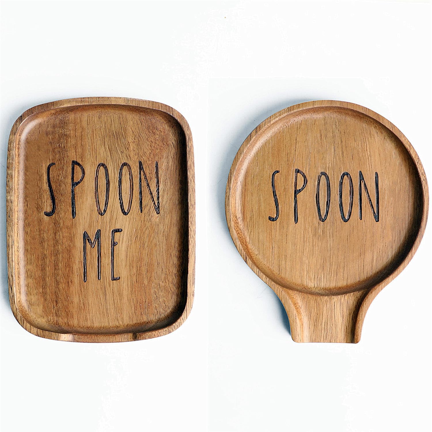 Set of 2 Wood Spoon Rest for Stove Top - Smooth Acacia Wood Spoon ...