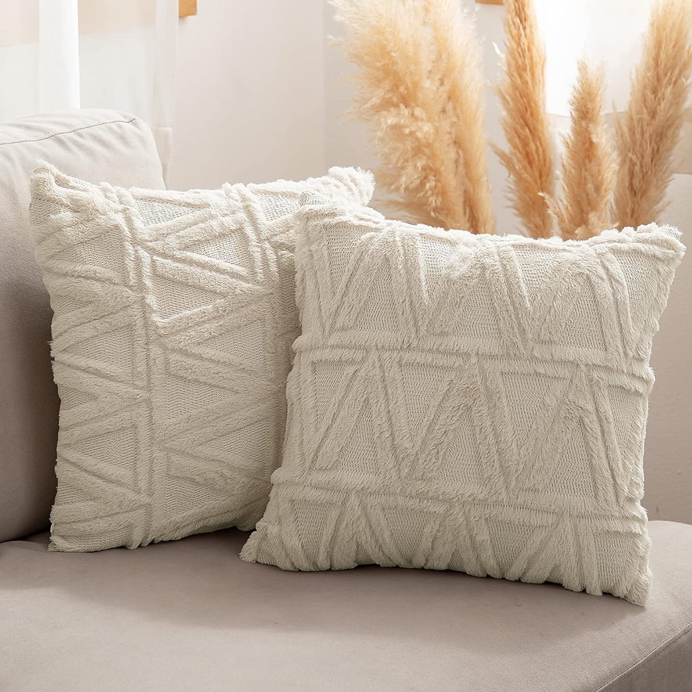 Set Of 2 Wool Cushion Covers 50 X 50 Cm Decorative Cushion Sofa Cushion ...