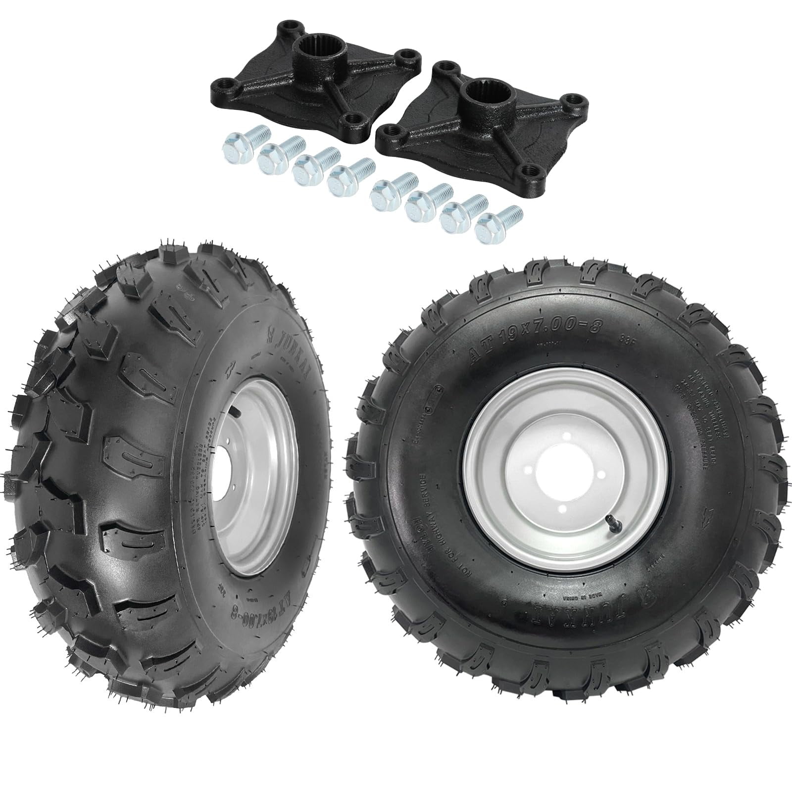 Set of 2 YC Yier ATV Tires 19x7-8 ATV UTV Off-Road Tires 19x7.00-8 Tire Tubeless Wheel Rim 110mm ...