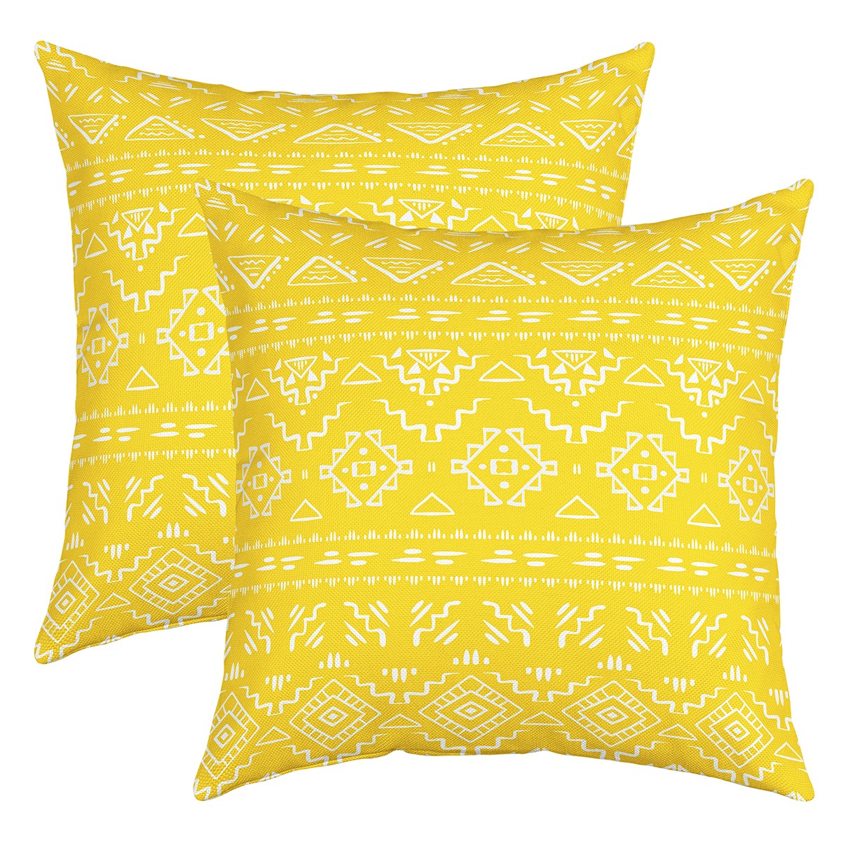 Set of 2 Yellow Aztec Cushion Covers Western Boho Pillow Covers Exotic ...