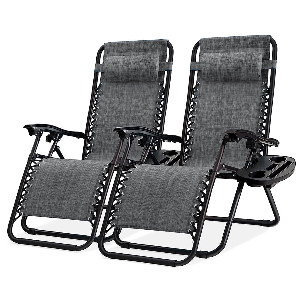 Set of 2 Zero Gravity Lounge Chair, Adjustable Steel Recliners, Mesh ...