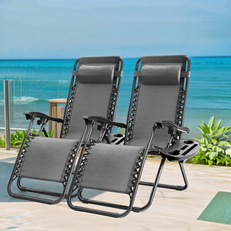 TINKLE WELL Set of 2 Zero Gravity Recliner Chairs, Portable Folding ...