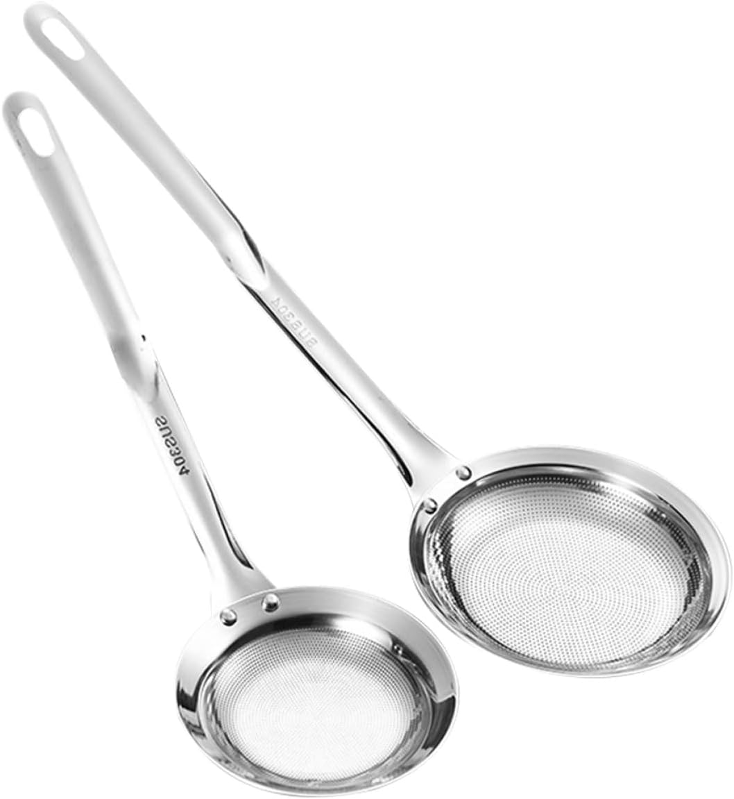 Set of 2 fine mesh stainless steel strainers with long handles, perfect ...