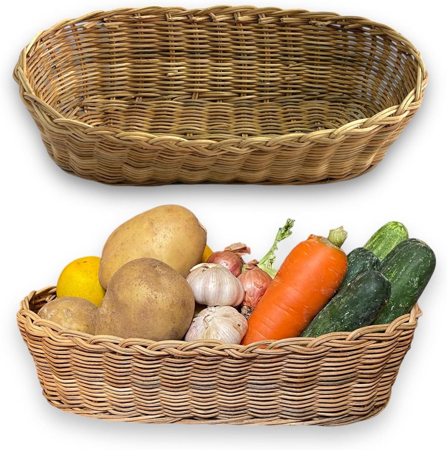 Set 2 of pcs Rattan Wicker Woven Serving Baskets for Bread, Fruit ...