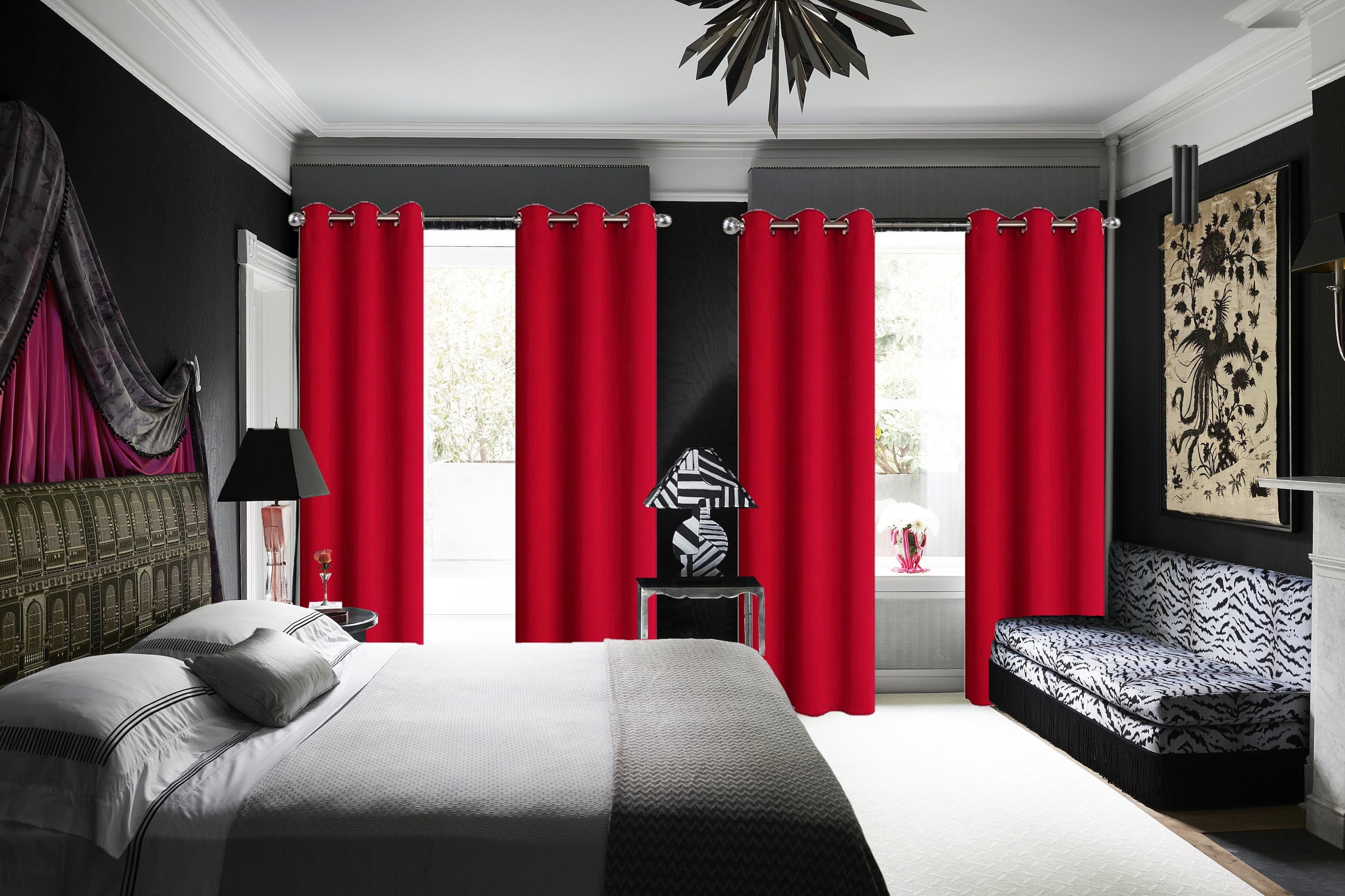 "K68 Red Blackout Thermal Curtains, Set of 2 Panels, Light Blocking ...