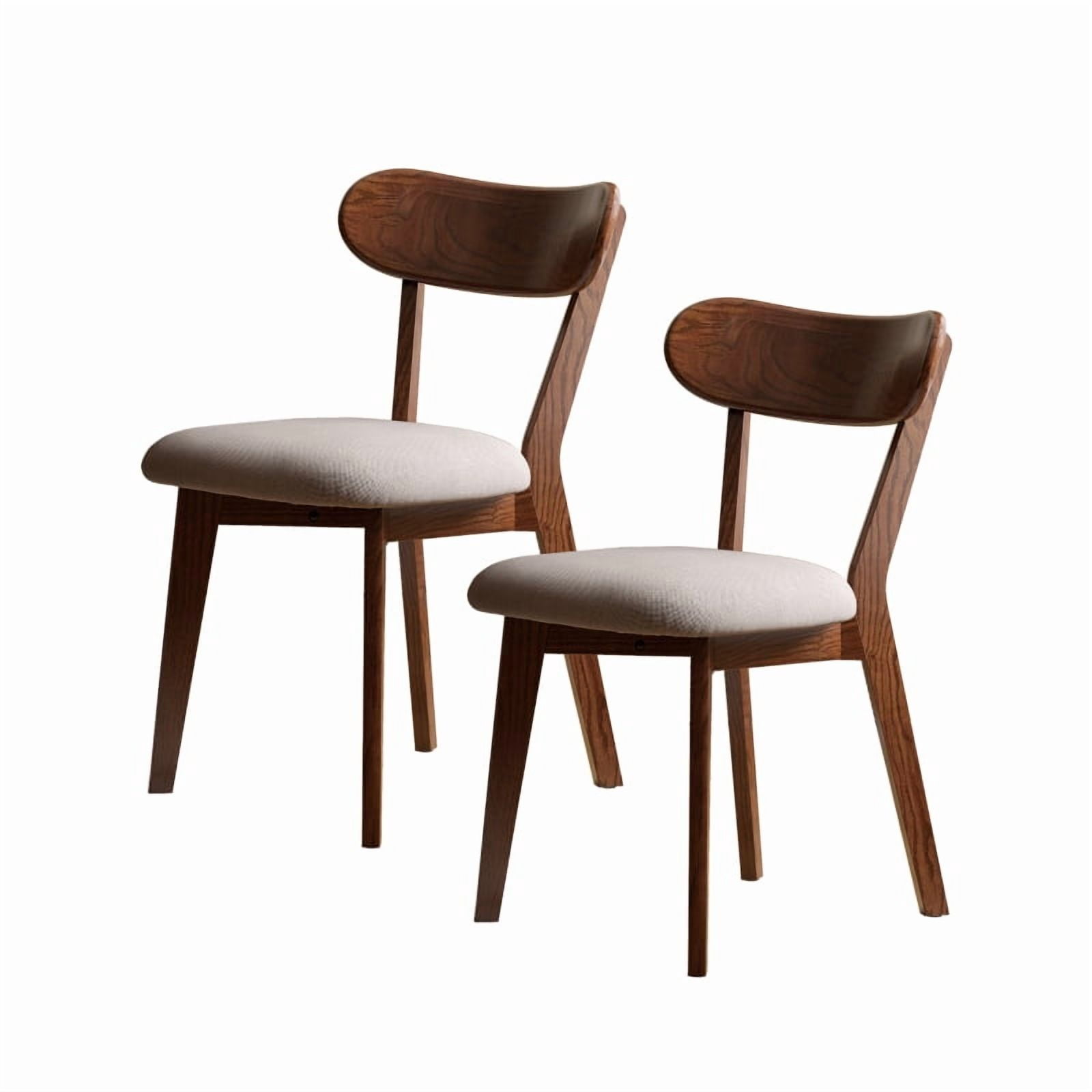 (Set of 2 pcs) Walnut Color Dining Chair FAS Grade Oak Natural Wood ...