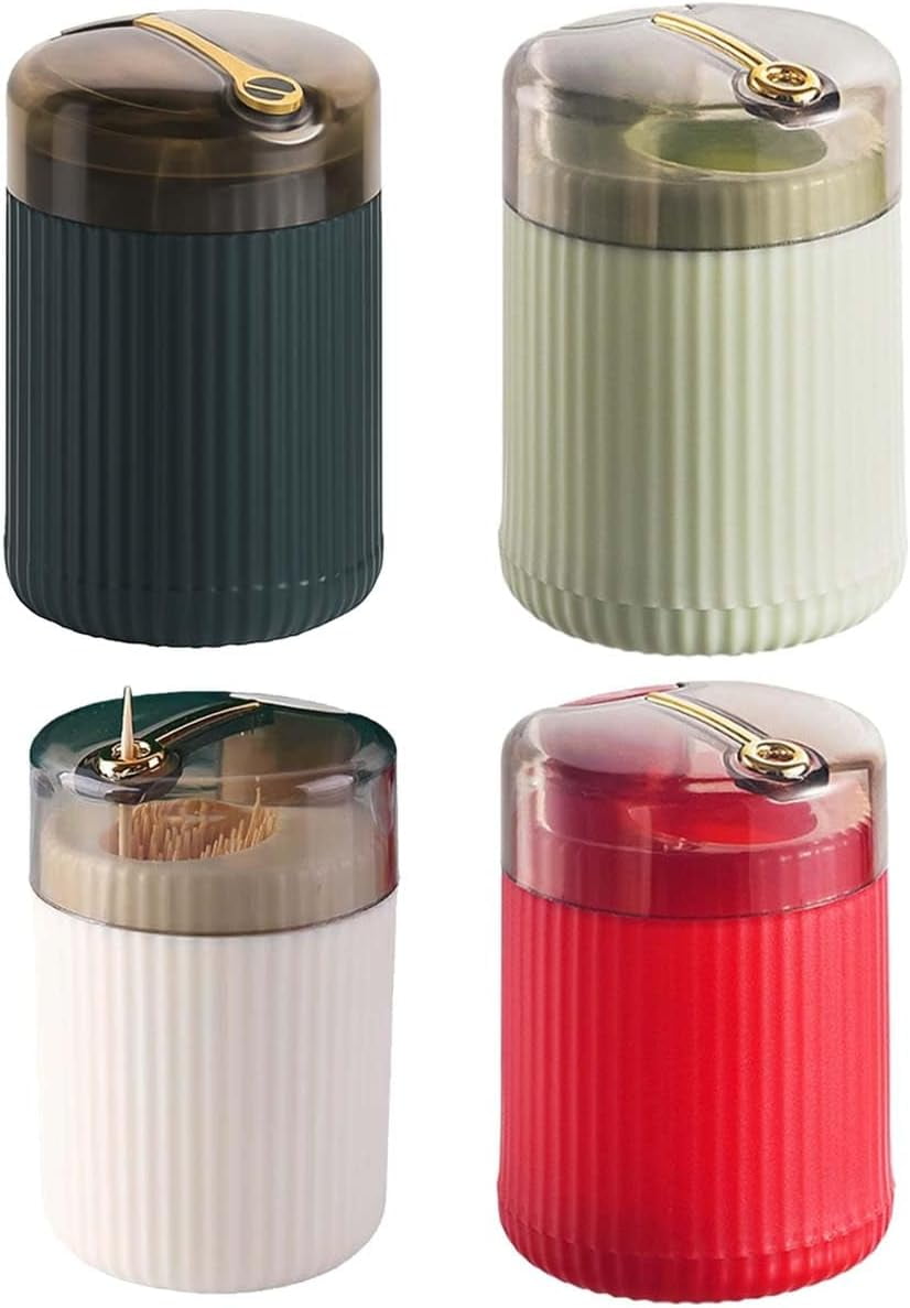 Set of 2 pop-up automatic toothpick dispensers, portable press-type ...