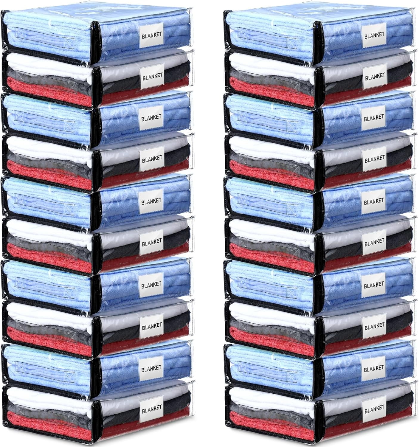 Set of 20 Clear Vinyl Zippered Storage Bags for Sheet Organizer Plastic ...