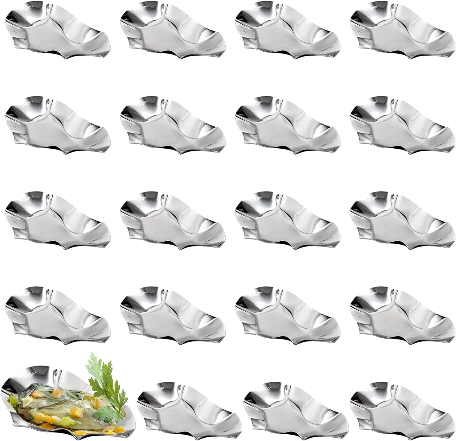 Set of 20 Oyster Shells Stainless Steel Reusable - large Oyster ...