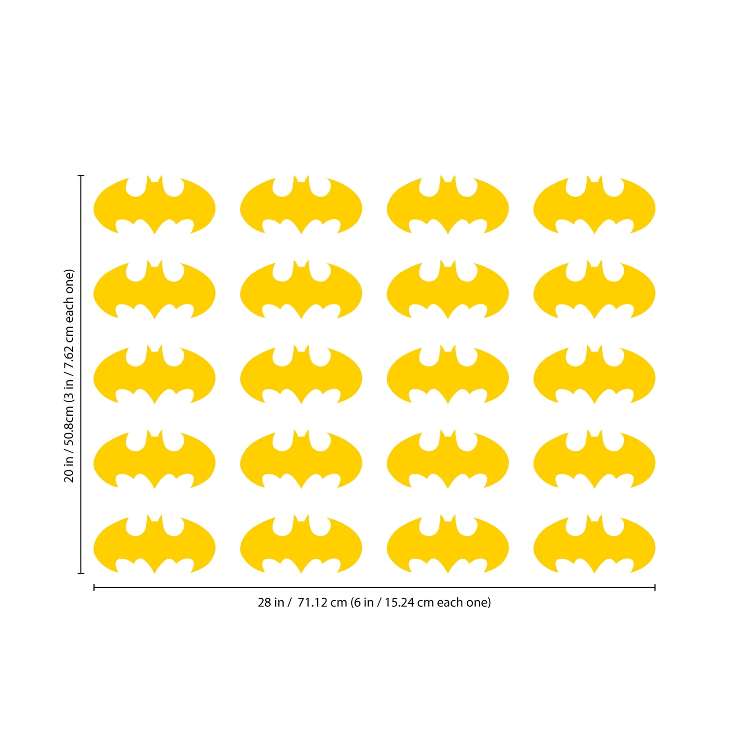 Set of 20 Vinyl Wall Art Decal - Batman - 3" x 6" Each - Cool Superhero ...