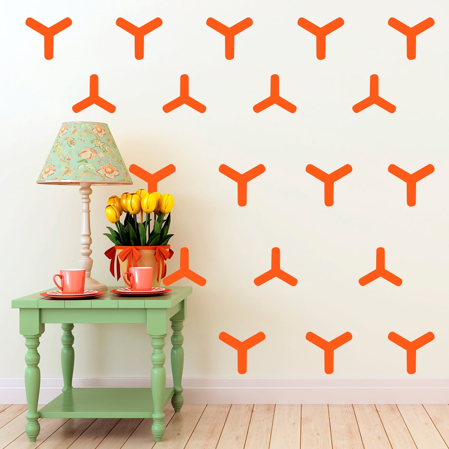 Set of 20 Vinyl Wall Art Decal - Geometric Y Pattern - 5.5" x 6" Each ...