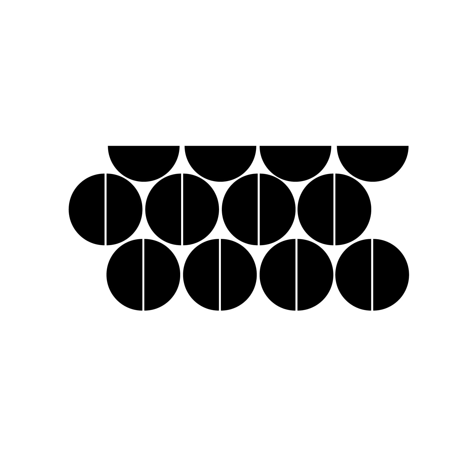 Set Of 20 Vinyl Wall Art Decal - Half Circles Pattern - From 7" x 3.5 ...