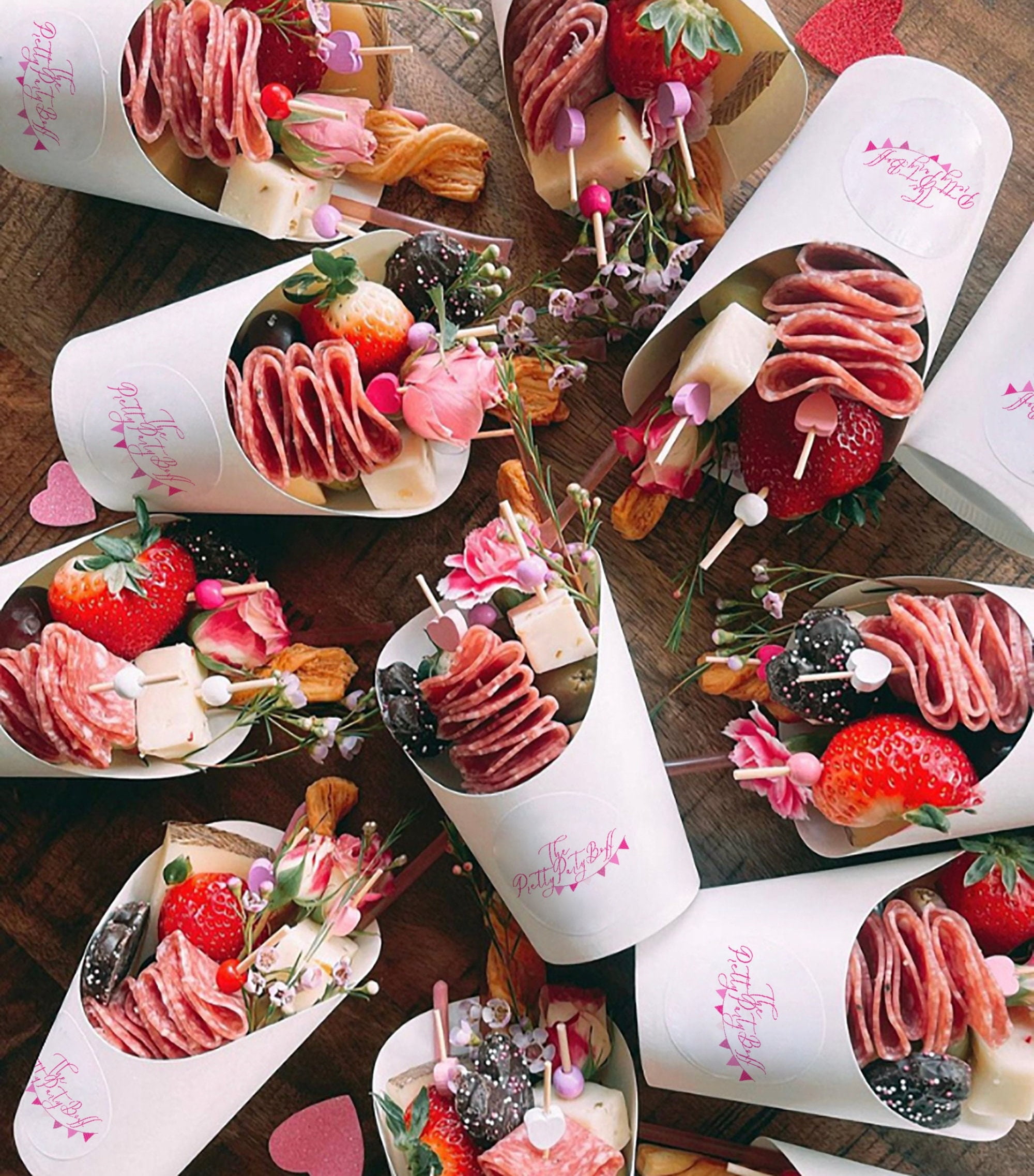 Set of 20 White Charcuterie Favor Cups and Toothpicks for Individual ...