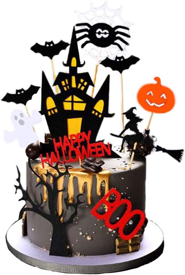 Set of 22 Halloween Cake Topper Cupcake topper Haunted House Cake ...