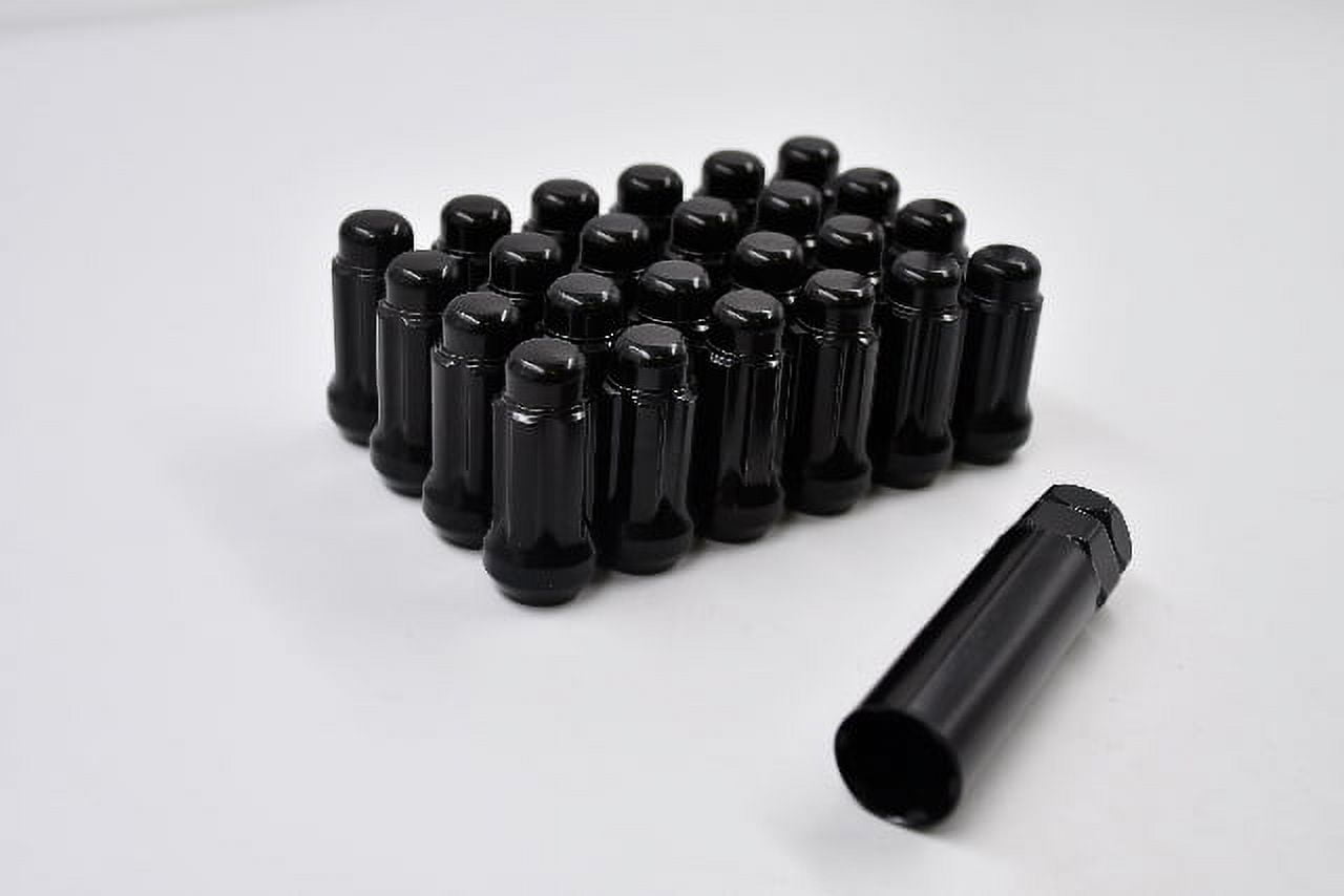 Set 24 Epoch Spline Lug Nut Kit Black 14mm x 1.5 1.9" Tall M14x1.5 - 6 ...