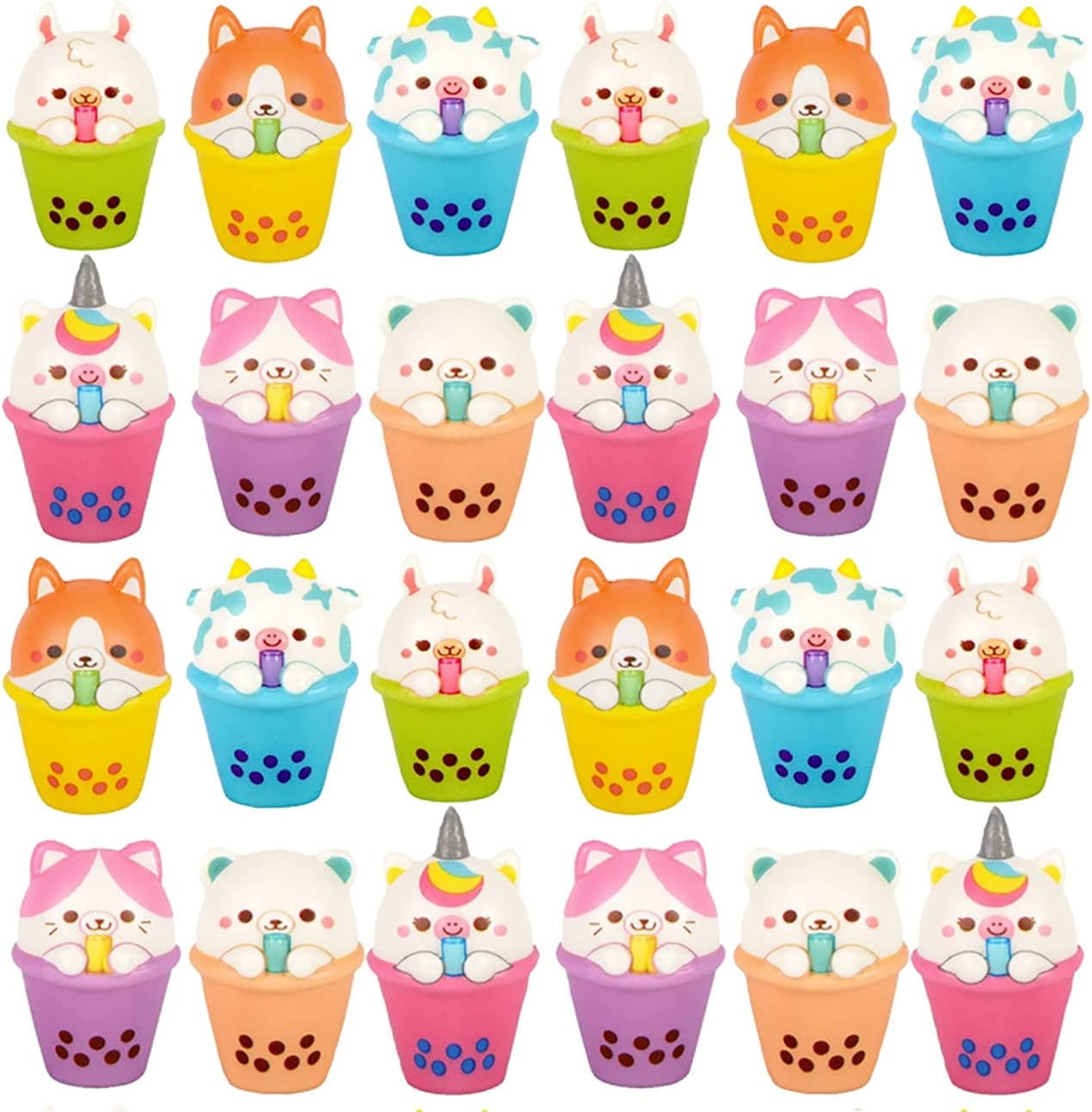 Set of 24 Mini Animal Drinking Bubble Drink Cute Micro Slow Rise ...