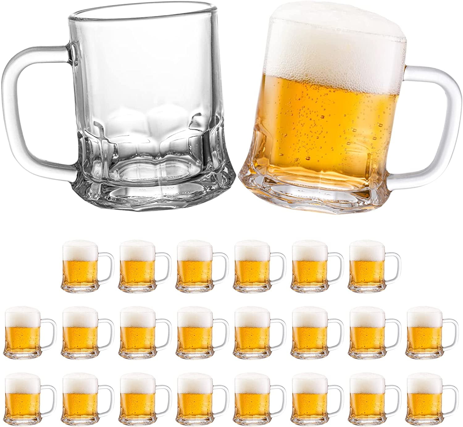 Set of 24 Mini Beer Mug, 5oz Mason Beer Mug Glass Beer Steins Tasting ...