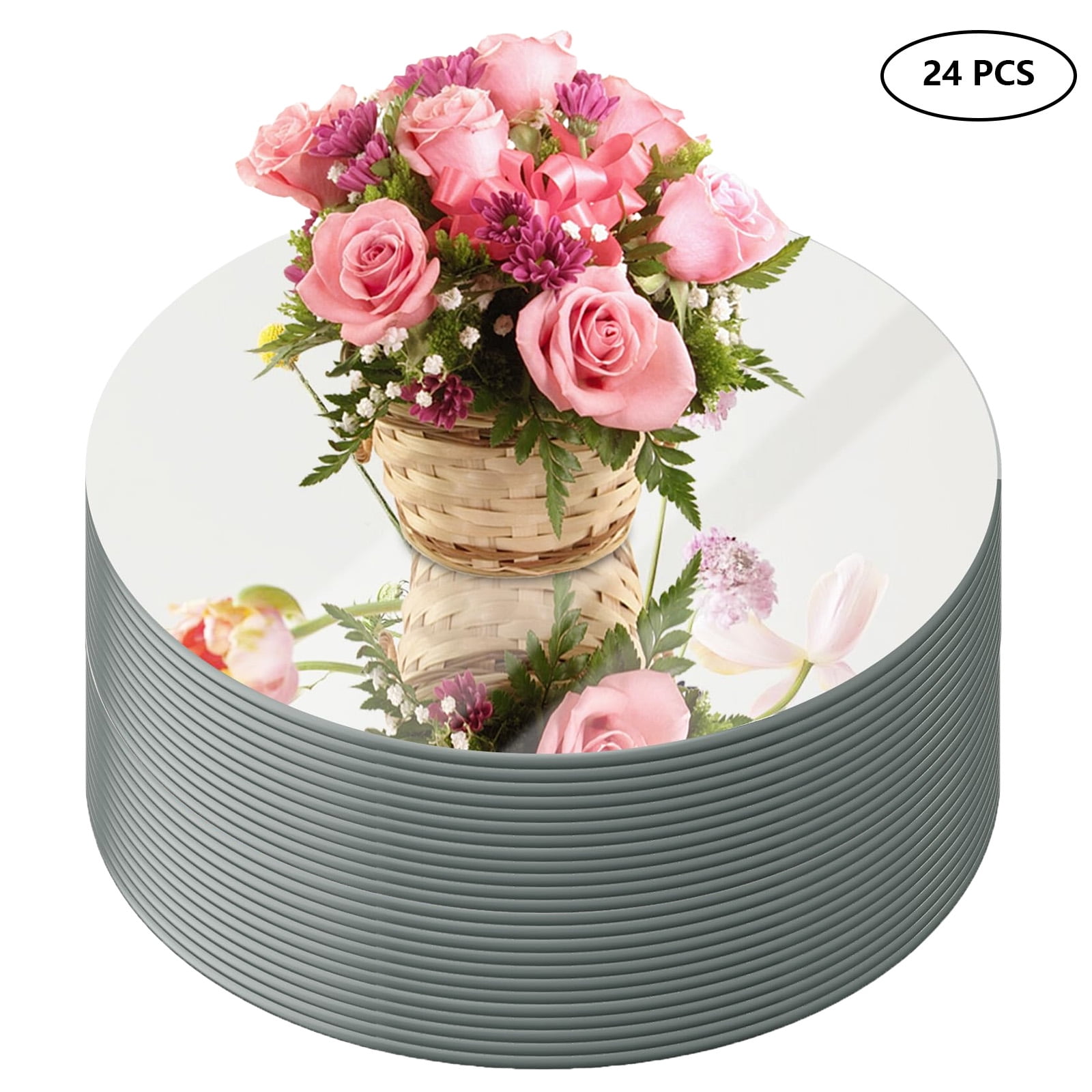 Set of 24 Round Mirrors for Centerpieces, 12" Acrylic Mirrors Candle ...