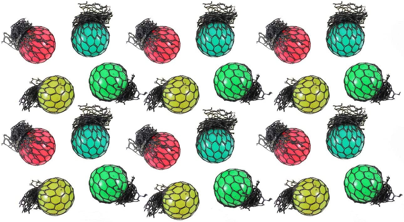 Set of 24 - Tiny 1.5" Mesh Balls - Squishy Fidget Ball with Web Netting ...