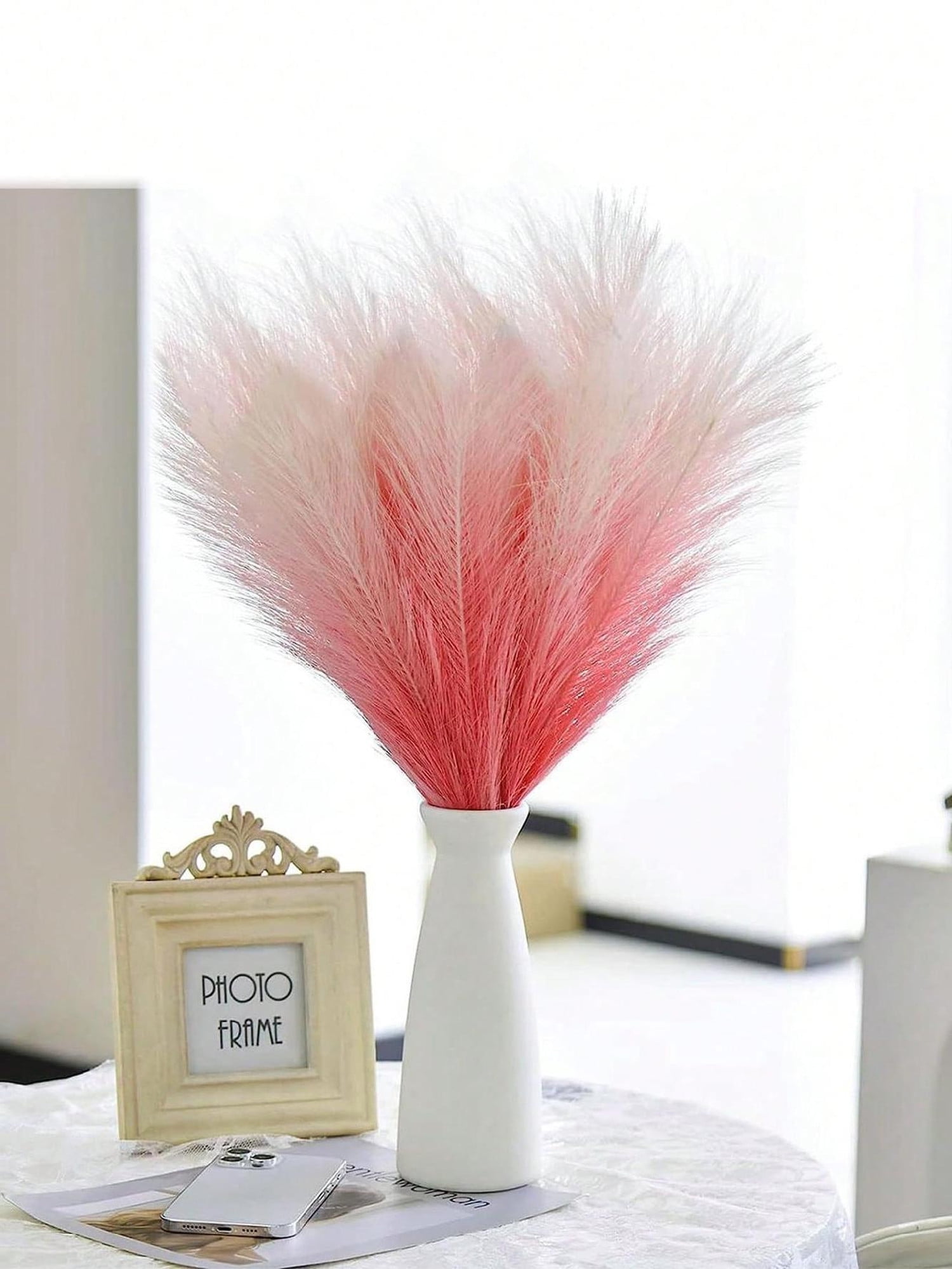 Set of 25 Pink Artificial Pompous Grass Decorations, 12 Pieces per Set ...