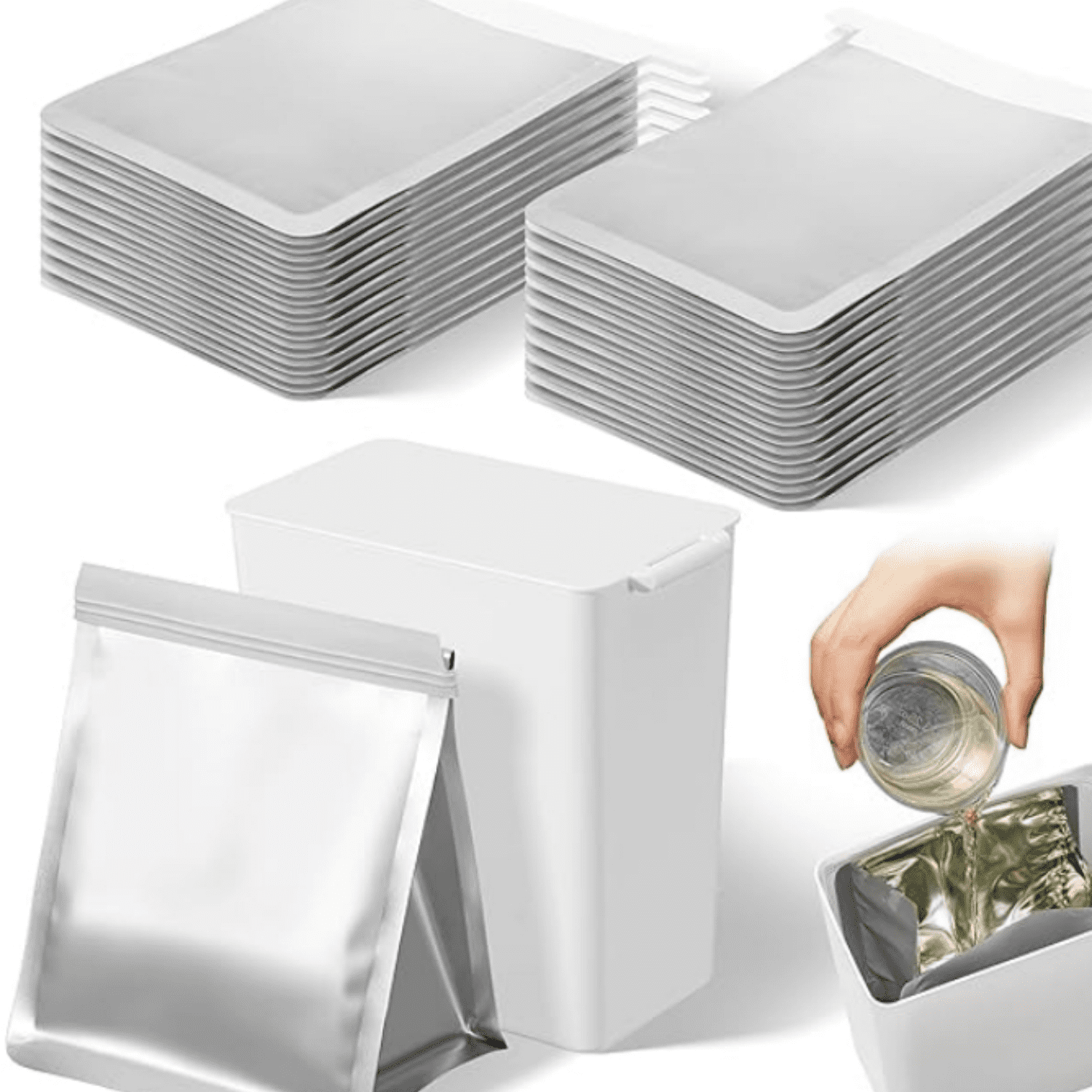 Set of 26 Grease Container for Kitchen with 25 Pcs Foil Liners ...