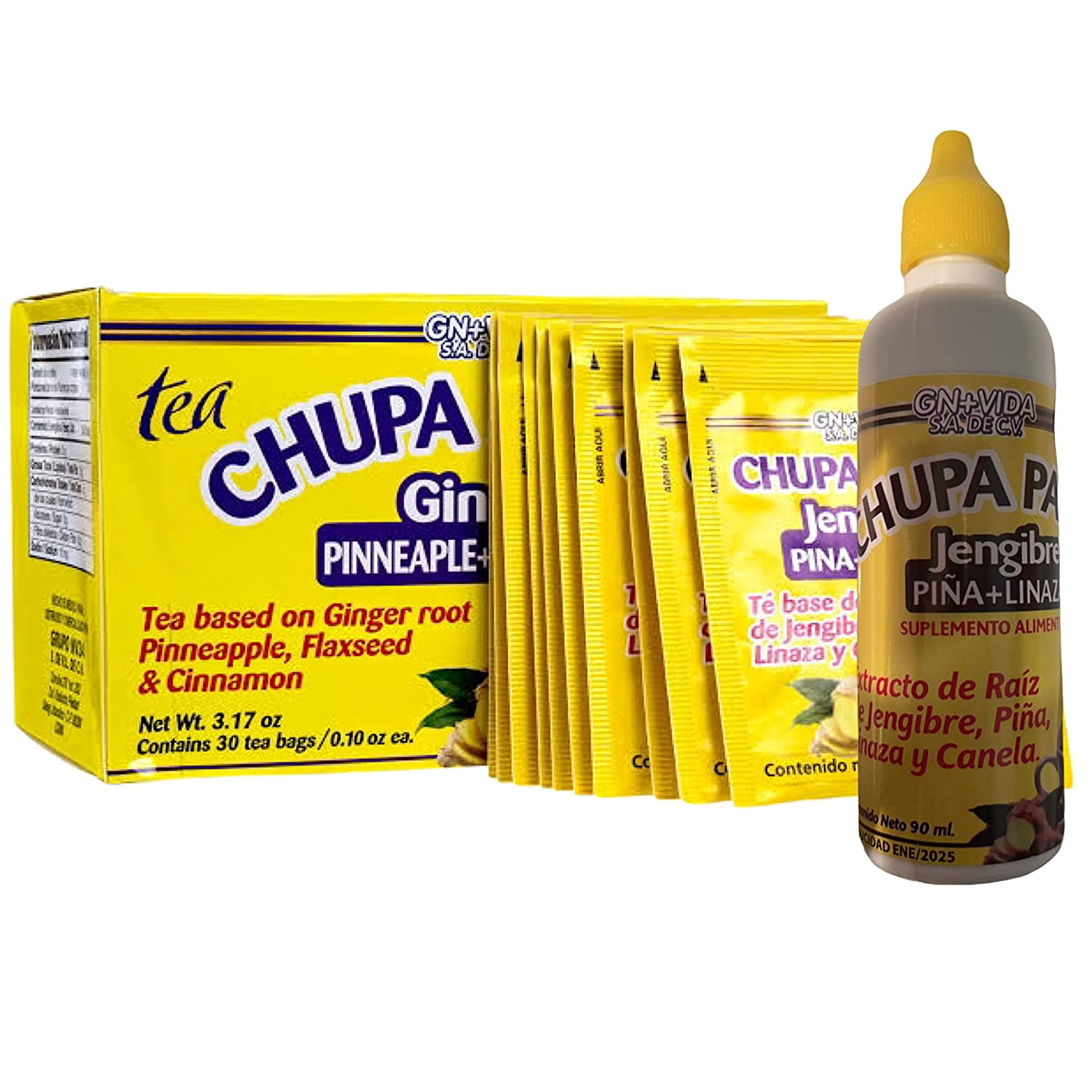 Set 2x1 - Tea CHUPA Grass & Panza + Drops Chupa Grasa Extract, Tea ...