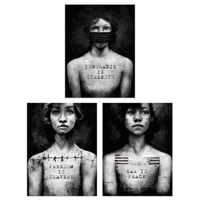 Set of 3 Big Brother 1984 George Orwell Wall Art Prints War is Peace Freedom is Slavery ...