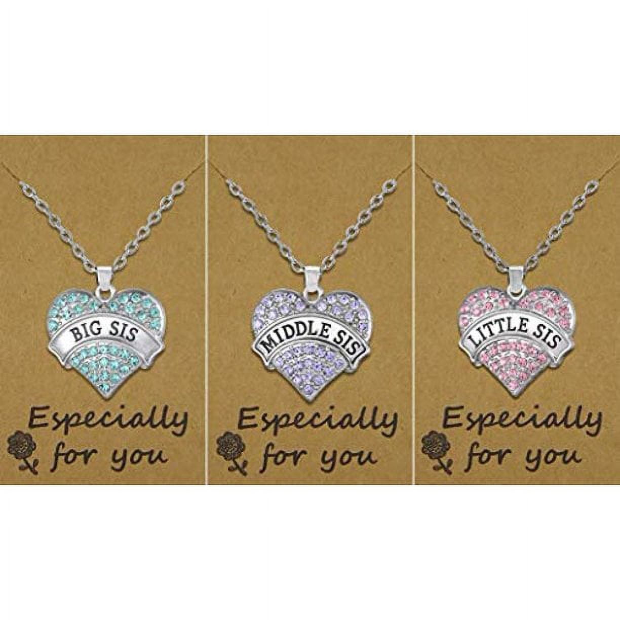 Set of 3 Big Sis, Middle Sis, Little Sis Heart Necklace Jewelry Gift ...