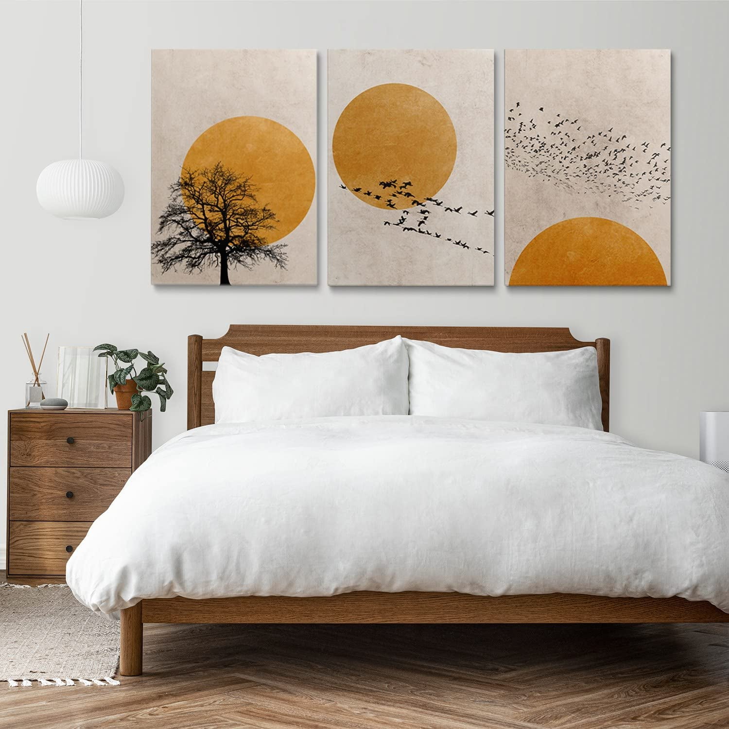 Set of 3 Boho Posters Bohemian Wall Art Wild Goose Fall Pictures Framed ...