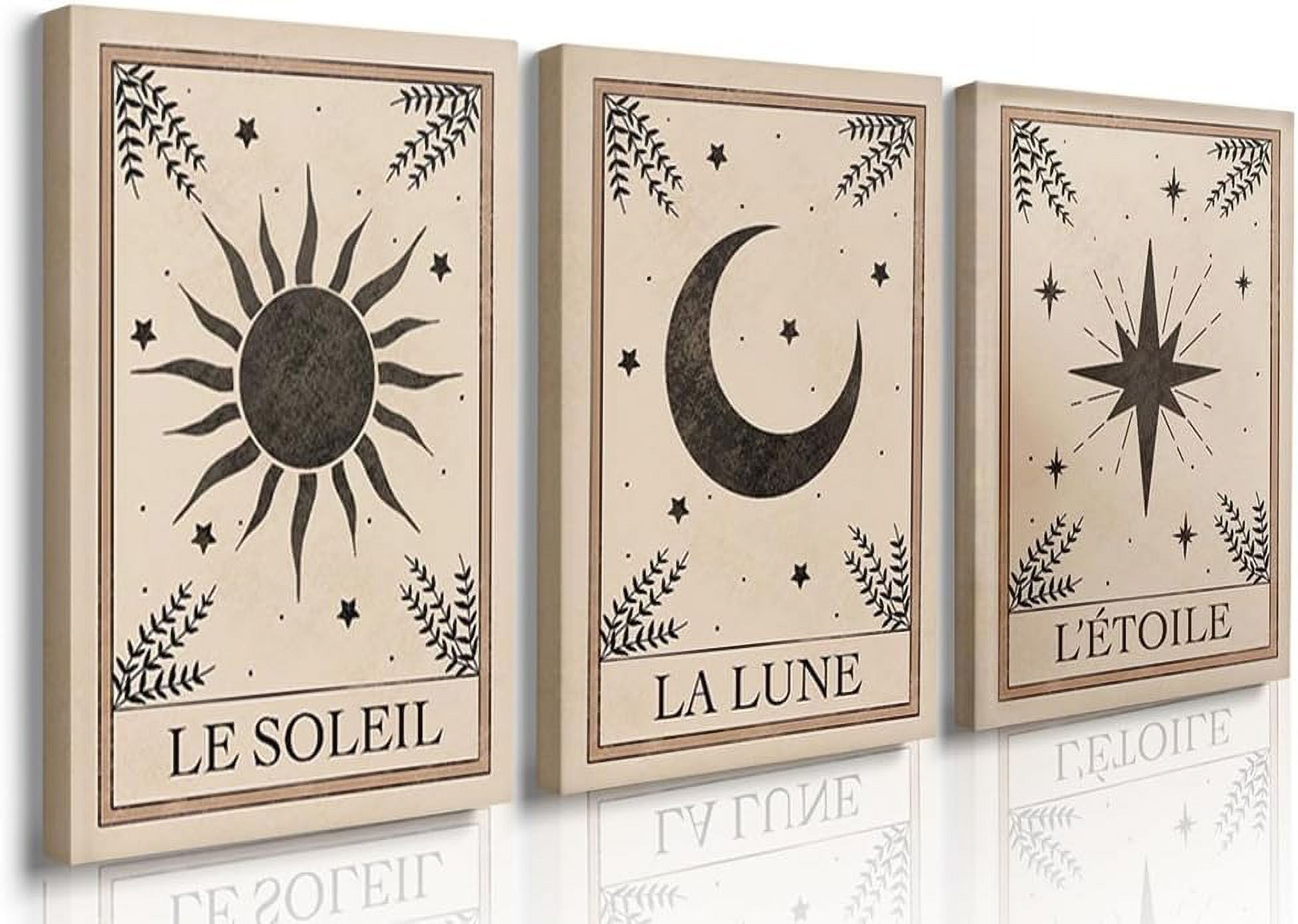 Set of 3 Boho Wall Art Prints Celestial Decor Sun Moon Prints Posters ...